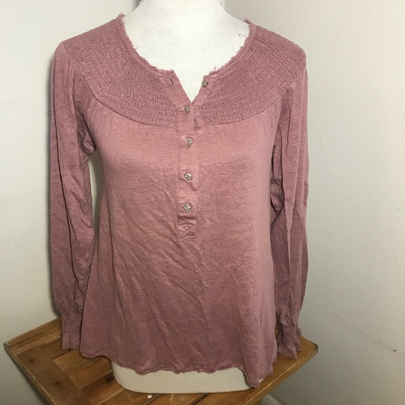 Sundance | Tops | Sundance Smocked Long Sleeve Tee | Poshmark